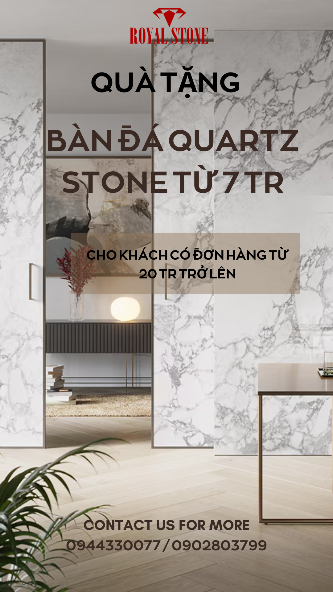 ROYAL STONE - KHUYẾN MÃI LỚN - TẶNG BÀN ĐÁ QUARTZ STONE - RHSS - Đá nung kết - Sintered Stone
